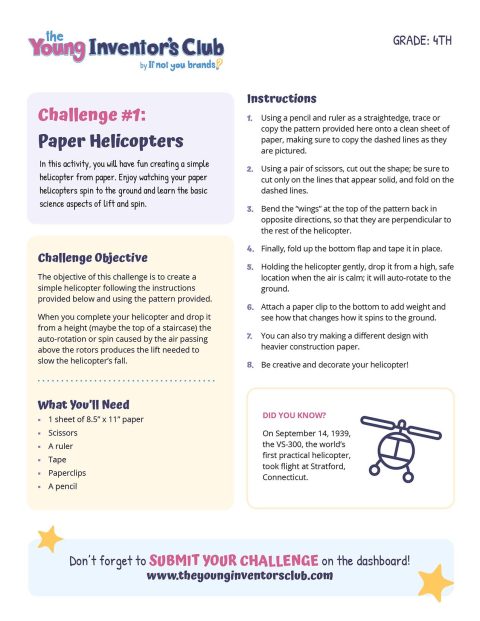 Grade 4 Challenges - The Young Inventor's Club